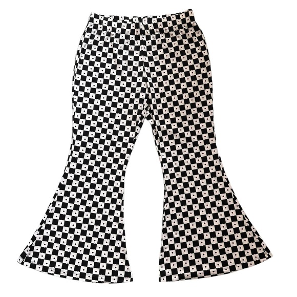 Pants & Jumpsuits | Vtg Y2k 9s Black White Checkered Print Bell Bottom ...